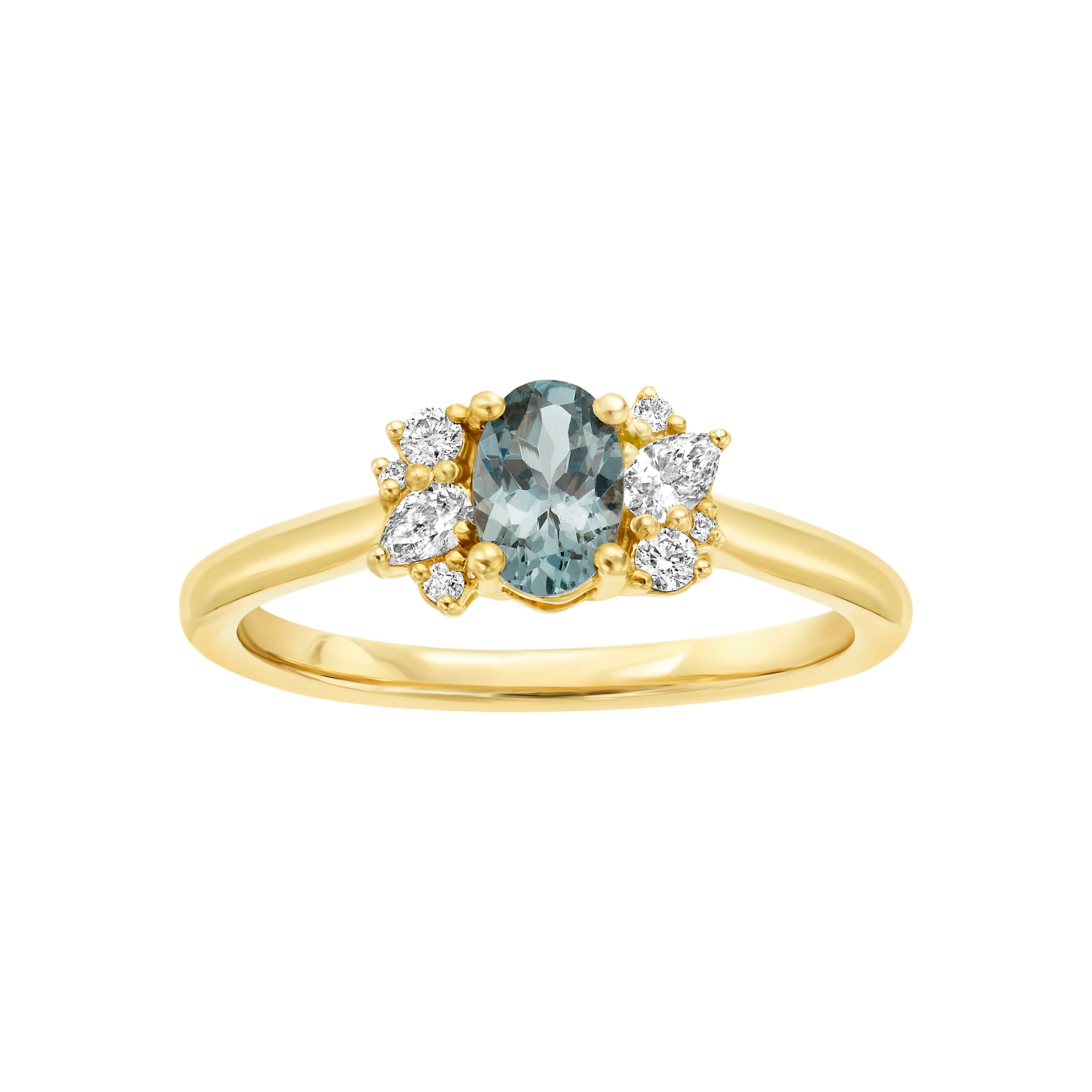 Gray Spinel and Diamond Ring